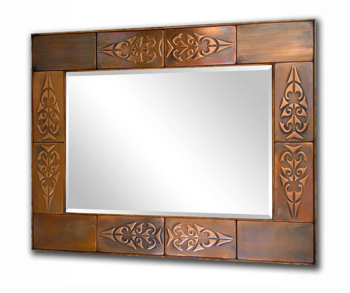 Decorative Copper Mirror Frame - Aztec Design - MyMetalCraft